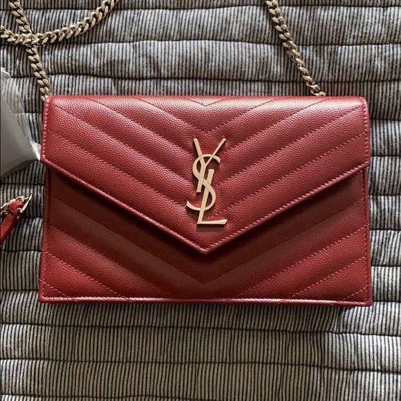 Yves Saint Laurent | Bags | Yves Saint Laurent Red Pebbled Leather ...
